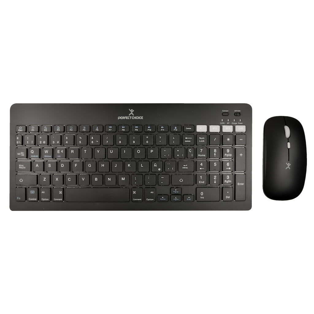 Kit Teclado y Mouse Inalámbrico Bluetooth Negro - Perfect Choice...