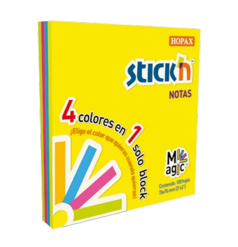 Nota Adhesiva 3X3 4 Colores Neon 100H Set 12 Blocks