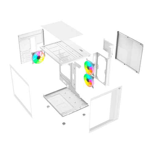 Gabinete Balam Rush Tank Pro Evo GM955 Mini Tower Blanco