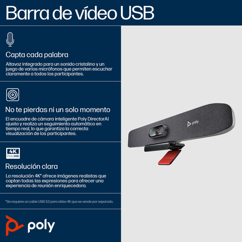Sistema De Videoconferencia Poly Studio R30 Con Micrófono 4K Uhd 3X Usb ...