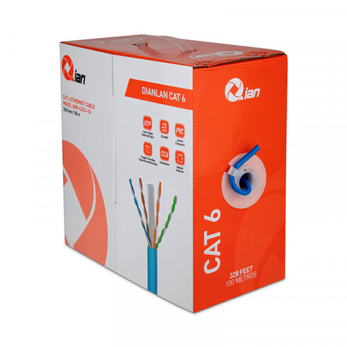 Bobina De Cable UTP Qian QHR-CAT6-10 Cat6 100 Metros Azul - Compra...